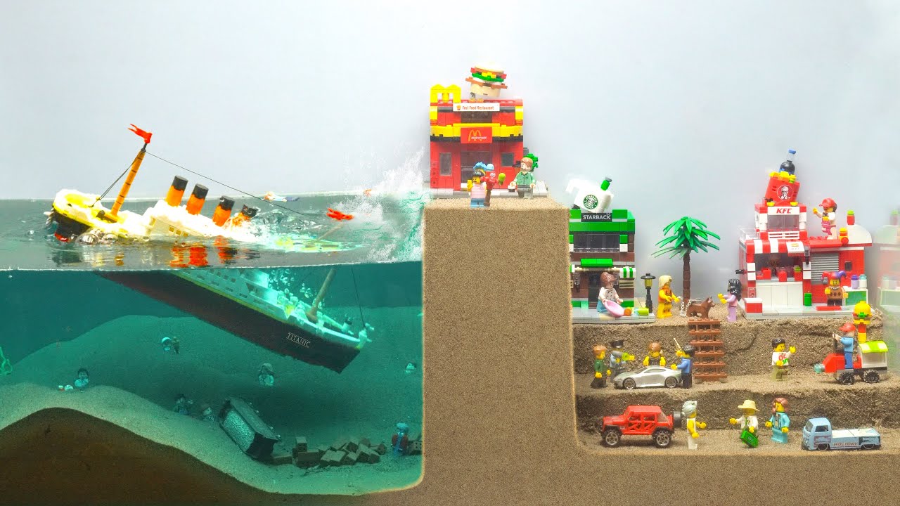 Lego Dam Breach Compilation - Flooding A Lego City With Lego Titanic ...
