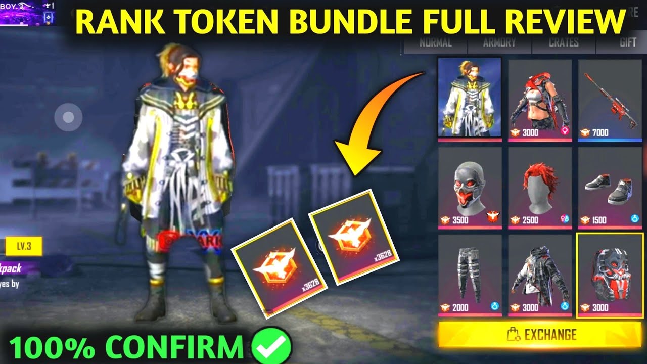 NEXT RANK TOKEN BUNDLE IN FREE FIRE || SEASON 24 RANK DRESS & EMOTE ...