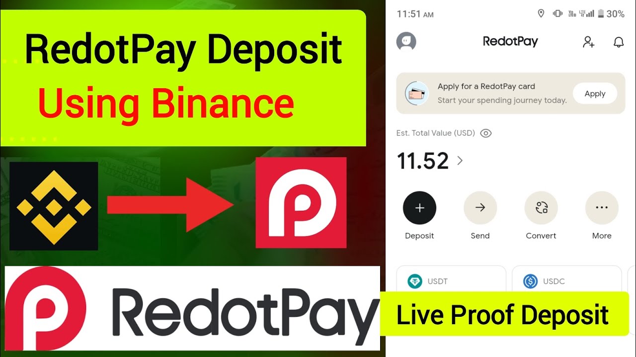 How to Deposit Money in Redotpay from Binance | Redotpay USD Deposit ...