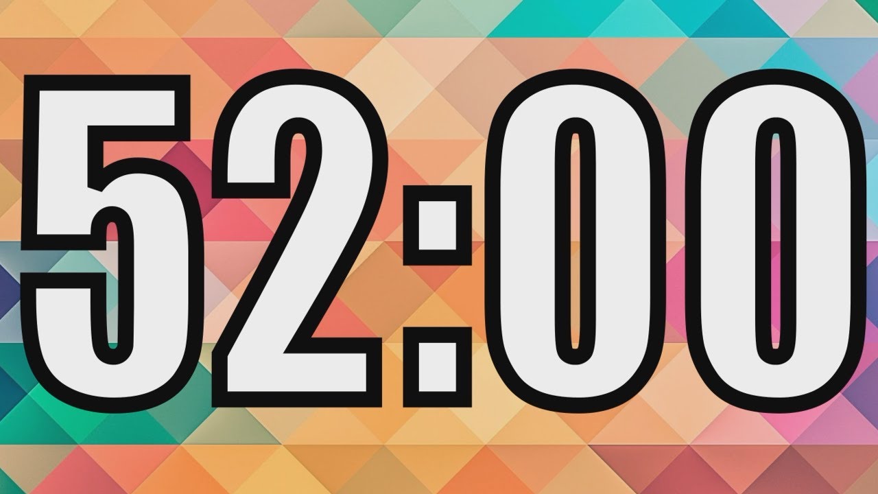 52 minute timer with Colorful background. 52 minute countdown with ...
