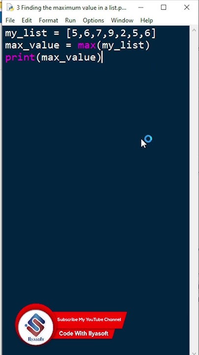 Find Maximum Value in List in Python #codewithilyasoft #python - YouTube