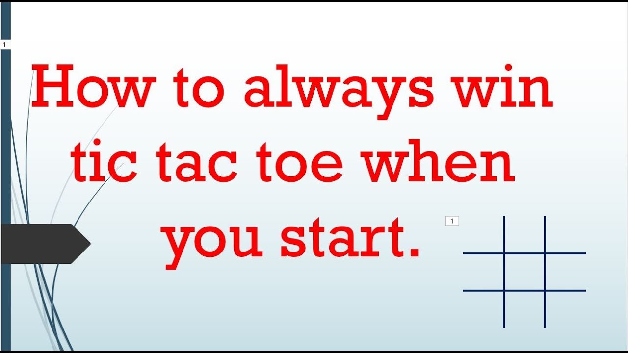 how to always win Tic Tac Toe when you start! - YouTube