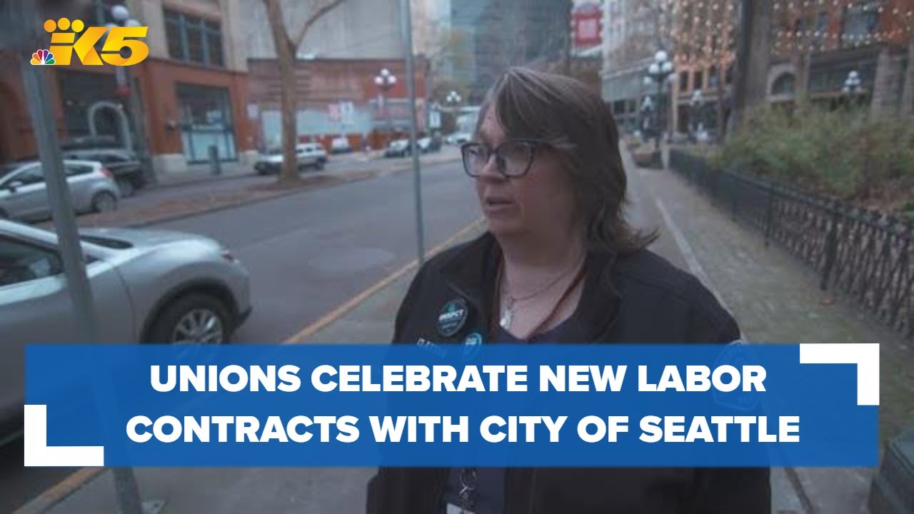 Unions celebrate new labor contracts with City of Seattle - YouTube