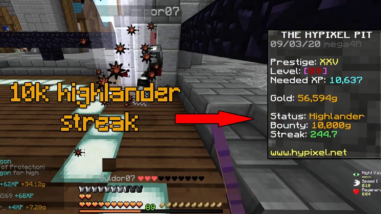 Chill Streak To 10K Bounty (Highlander) - The Pit Hypixel - YouTube