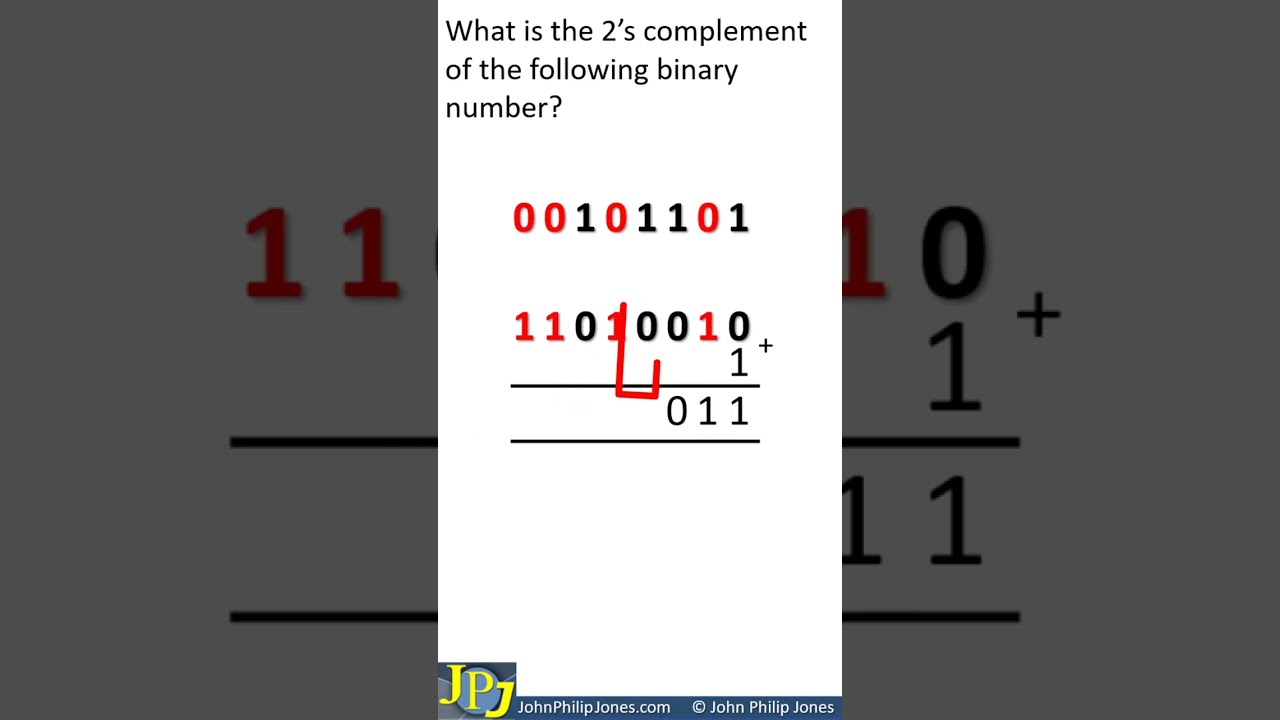 Finding The 2 s Complement Of The Binary Number 00101101 YouTube Finding The 2 s Complement Of The Binary Number 00101101 YouTube