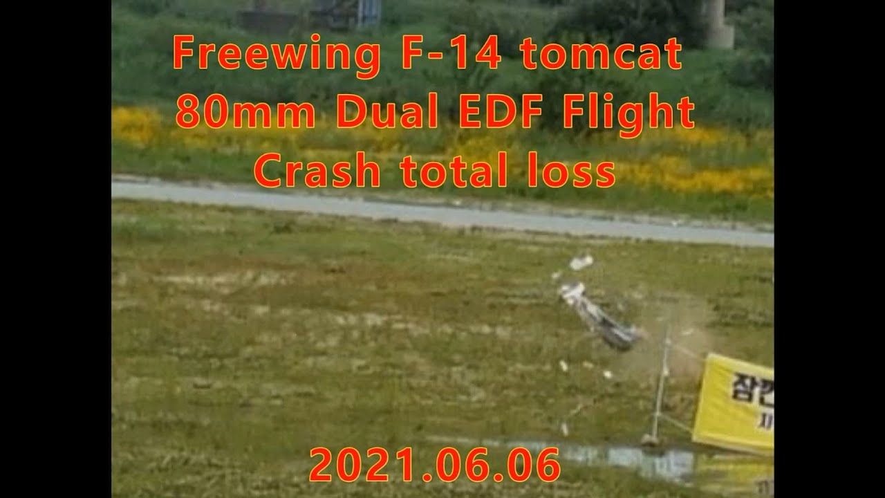 Freewing F-14 tomcat 80mm Crash, total loss - YouTube