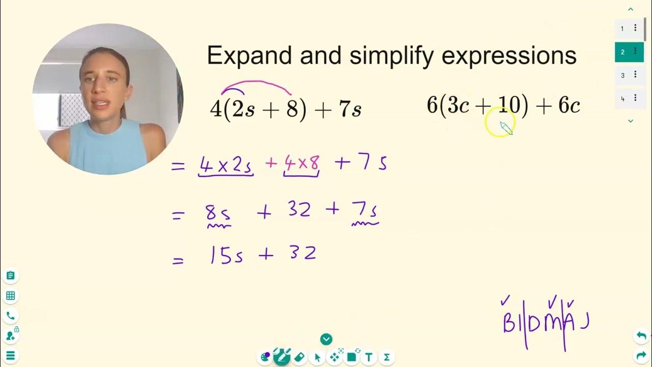 Expand and simplify algebraic expressions (one pair of brackets) - YouTube