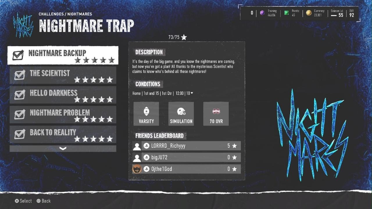 NCAA 25 Ultimate Team - Nightmares " Waking Nightmare " SOLO Challenges ...