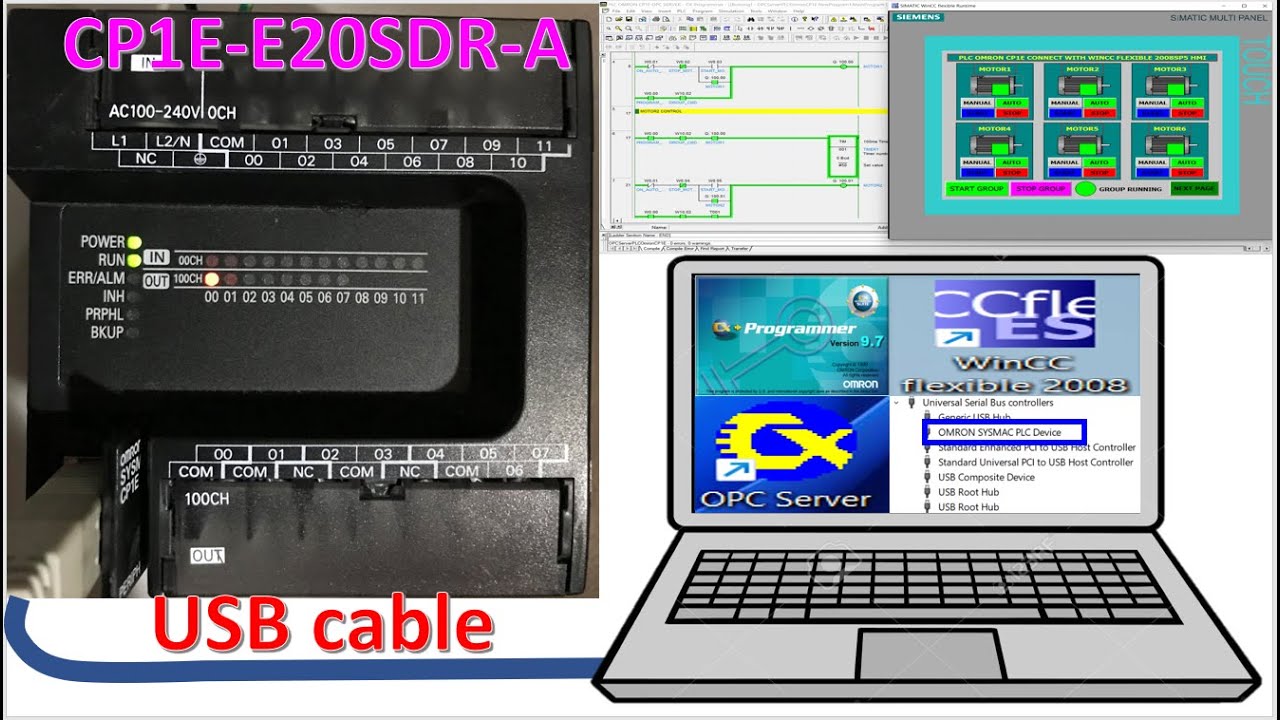 Plc Omron Opc Server Connect With Wincc Flexible 2008 Sp5 Scada Opc Client Youtube