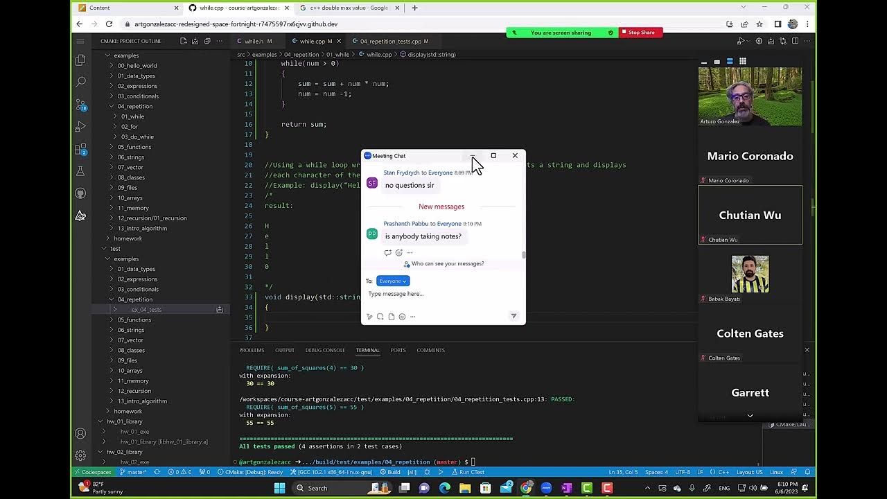060623 Cosc 1337 C Intro To While Loop With Catch2 Test Cases Youtube