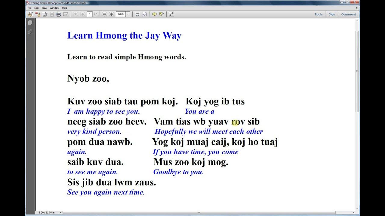 Reading simple Hmong words - YouTube