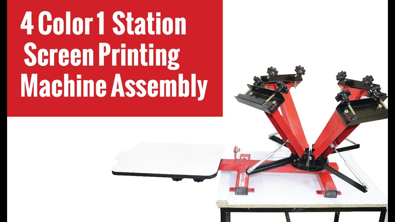 Screen Printing Machine | 4 color 1 station assembly - YouTube