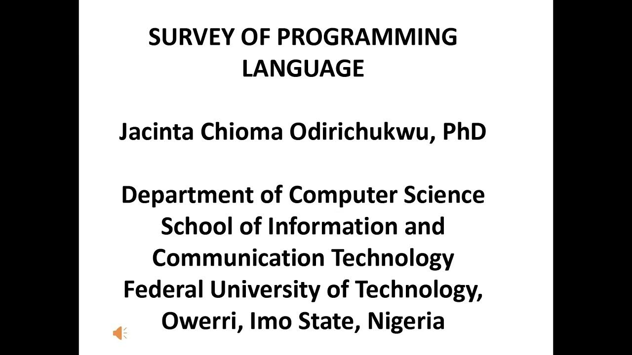 SURVEY OF PROGRAMMING LANGUAGE Lesson 1 - YouTube