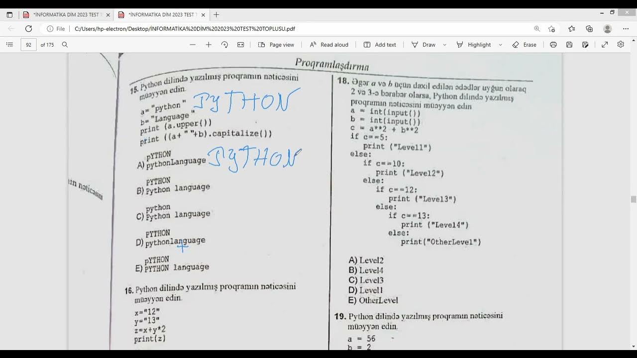 İnformatika--Dim Python bölmə 11-20 - YouTube