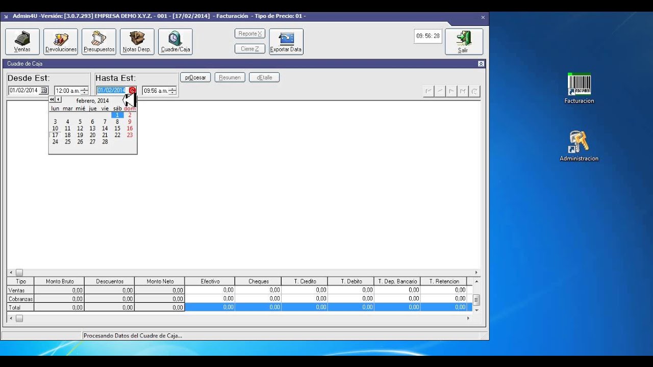 Como ver e imprimir cuadre de caja admin4u - YouTube