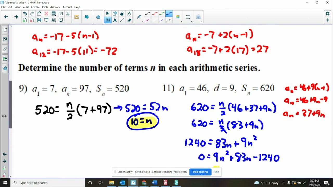IM3-Arithmetic Series Worked Extension Practice Sheet - YouTube