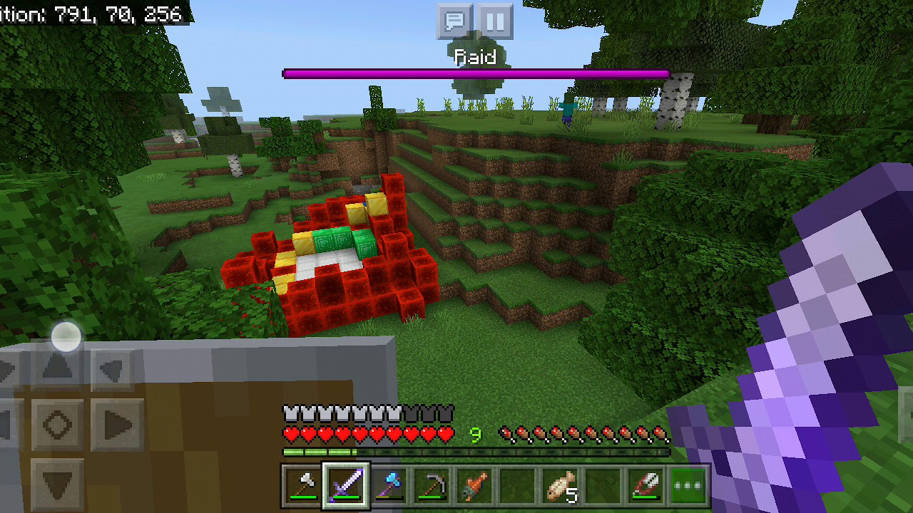 Minecraft pe multiplayer part 2"raid, last and victory" :))) - YouTube