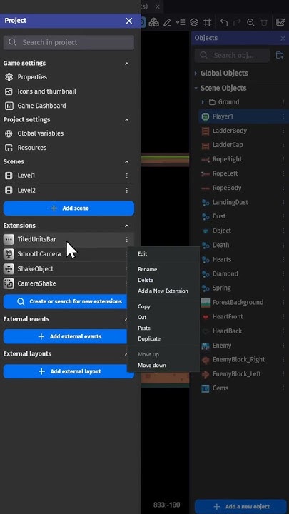 Game Engine Tip - Transfer Extensions - #gamedev #gdevelop #nocode #tutorial - YouTube