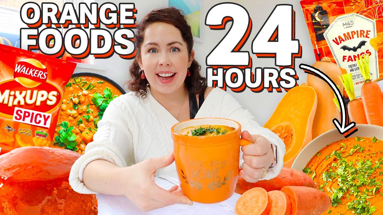 24 HOURS EATING ONLY ORANGE FOOD! 2020 CHALLENGE - YouTube