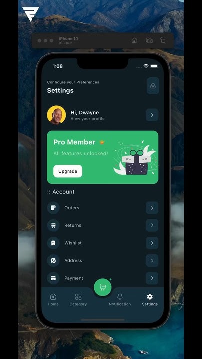Profile screen - dark mode - Flutter #groceryapp #flutter #ecommerce #shortsvideo #shorts - YouTube