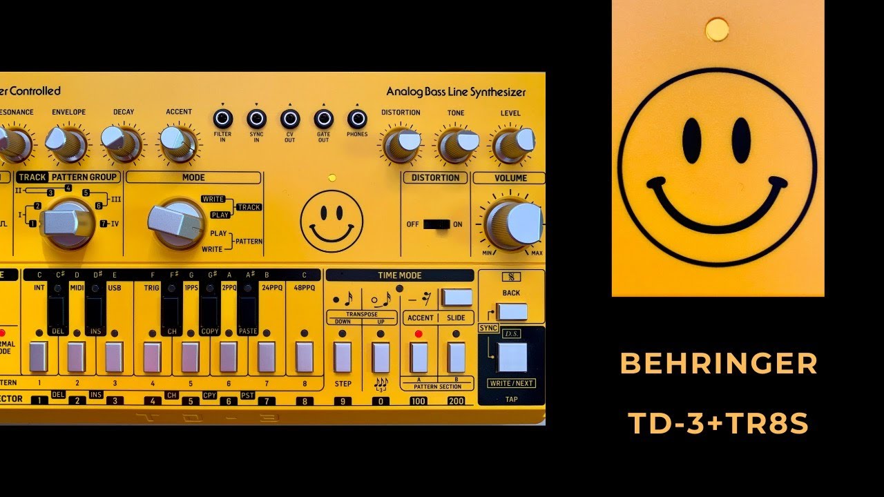 Behringer TD-3 in context with Roland TR8s - YouTube