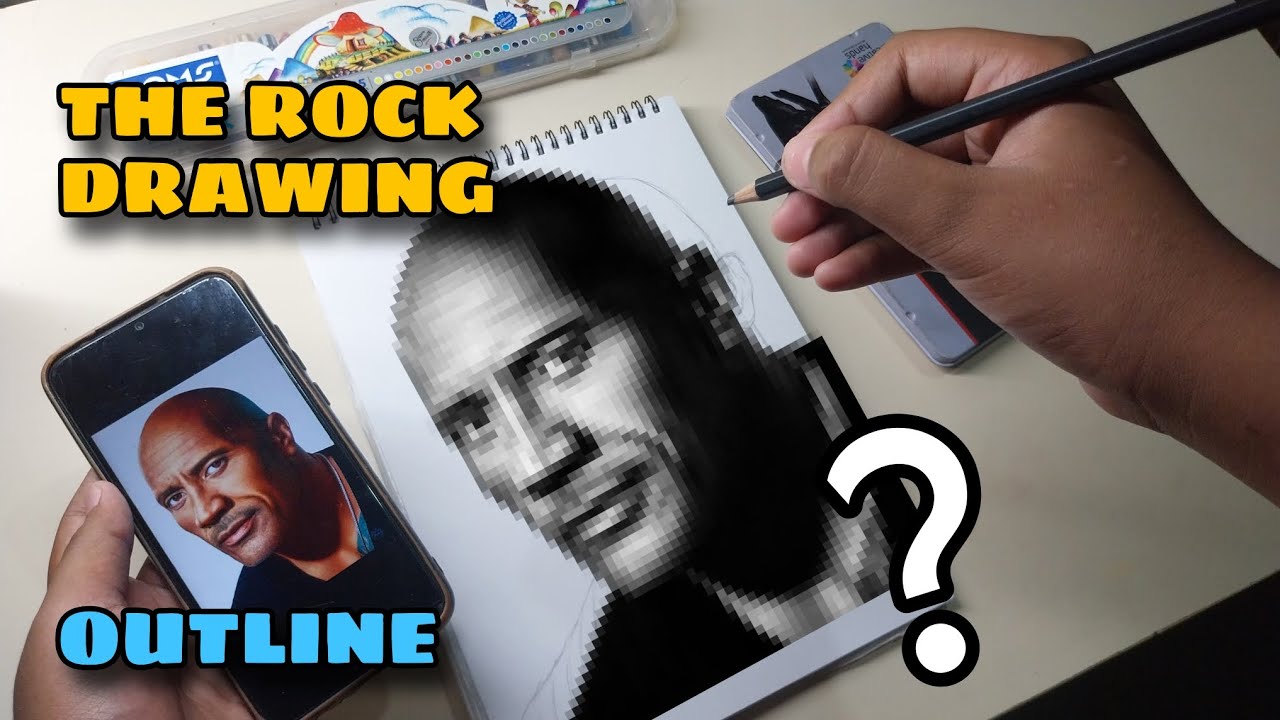 Drawing : The Rock 'Dwayne Johnson' ️ | Full Tutorial | Outline | Free ...