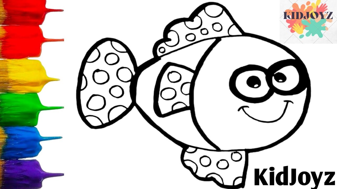 Cute Fish🐟 Drawing ️Colouring🎨 Painting for kids & Toddlers in easy ...