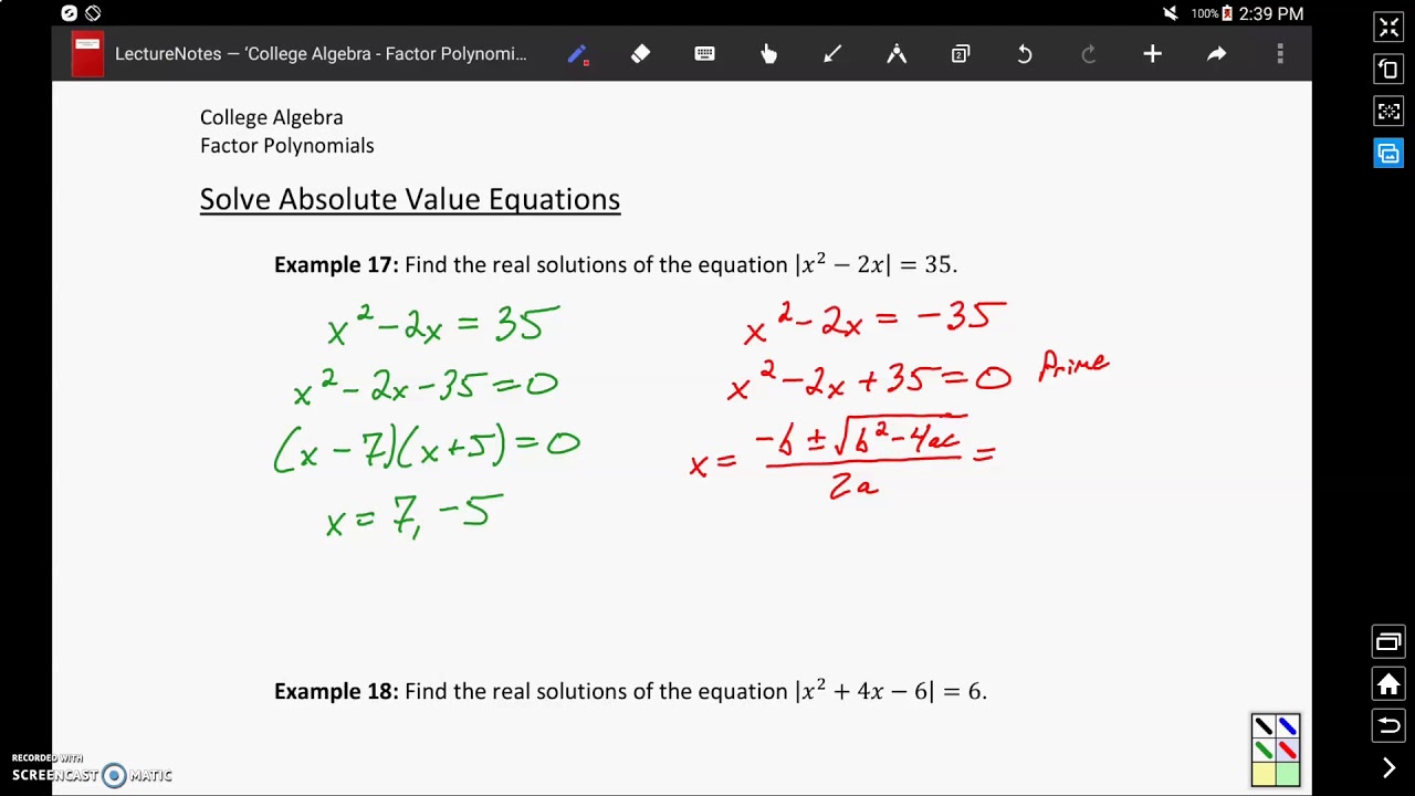 Solve Absolute Value Equations - YouTube