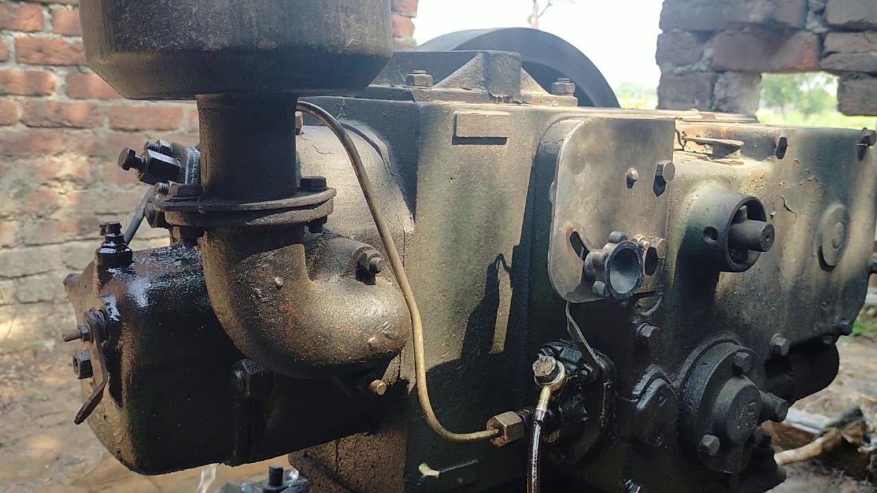 Old diesel Peter engine working with tube well system in Punjab rural ...