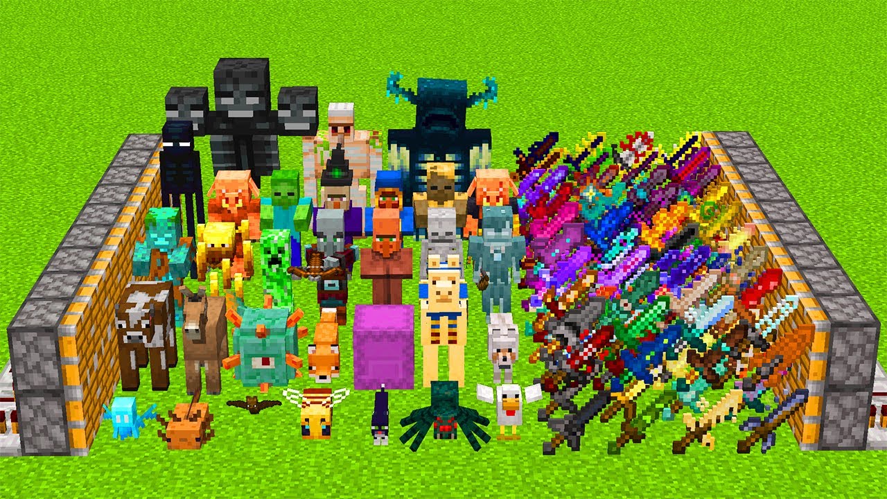 ALL minecraft mobs and x222 NEW sword combined??? - YouTube