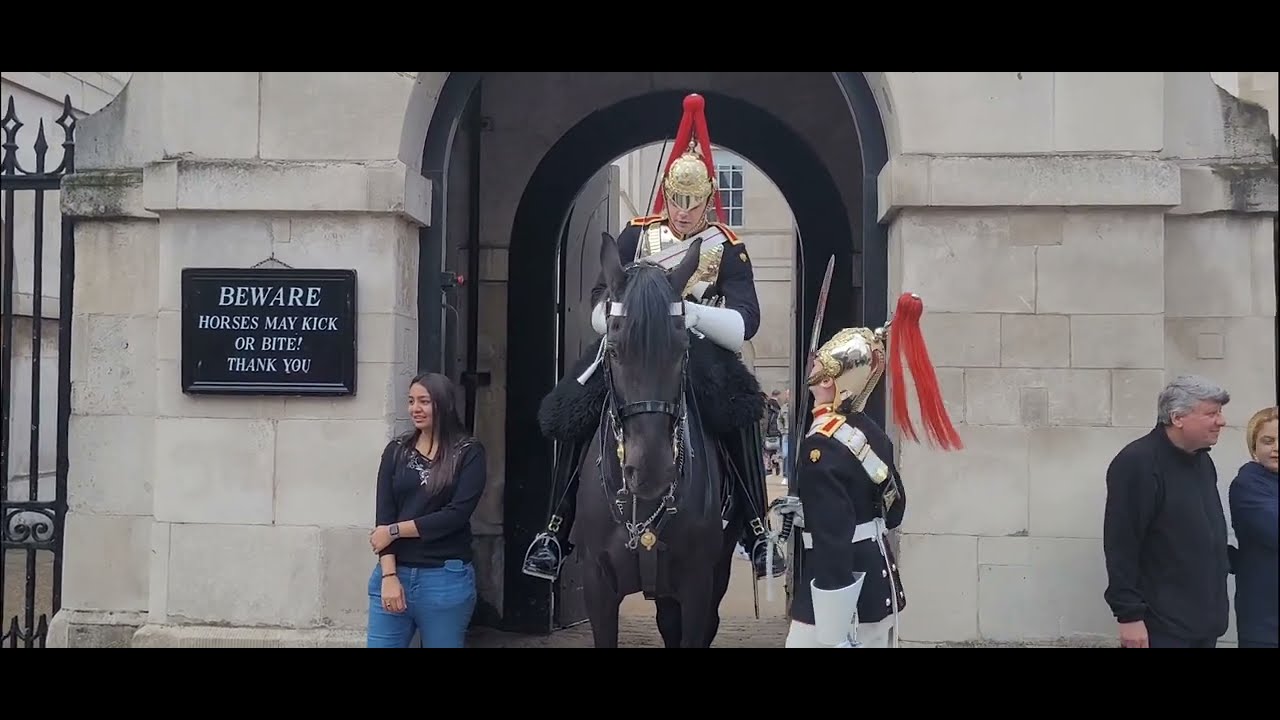 The guard let's him know he is too close #horseguardsparade - YouTube