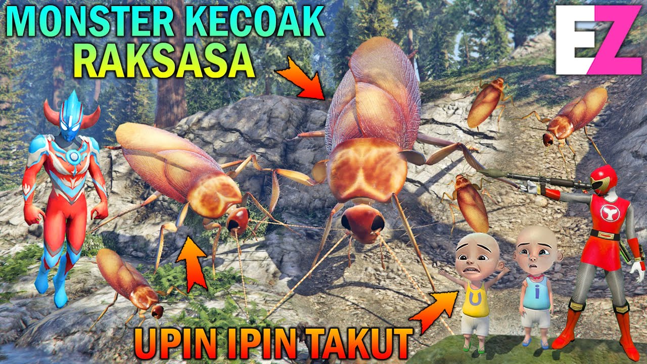 UPIN IPIN BERTEMU MONSTER KECOAK RAKSASA, ULTRAMAN TARO TAKUT - GTA 5 ...