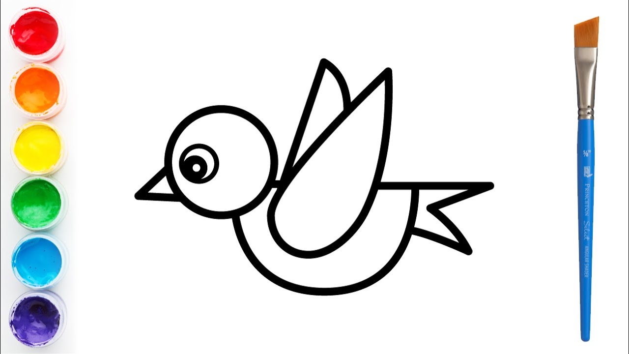 Bird 🐦 Drawing, Painting and Coloring for kids and toddlers | Draw bird ...