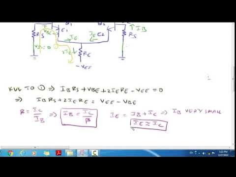 SINGLE INPUT UNBALANCED OUTPUT DIFFERENTIAL AMPLIFIER DC ANALYSIS IN TELUGU - YouTube