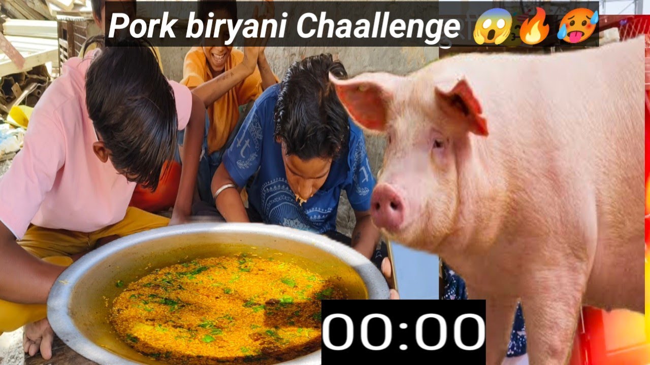 सुअर biryani challenge | Pork eating | Pork biryani challenge | Mukbang ...