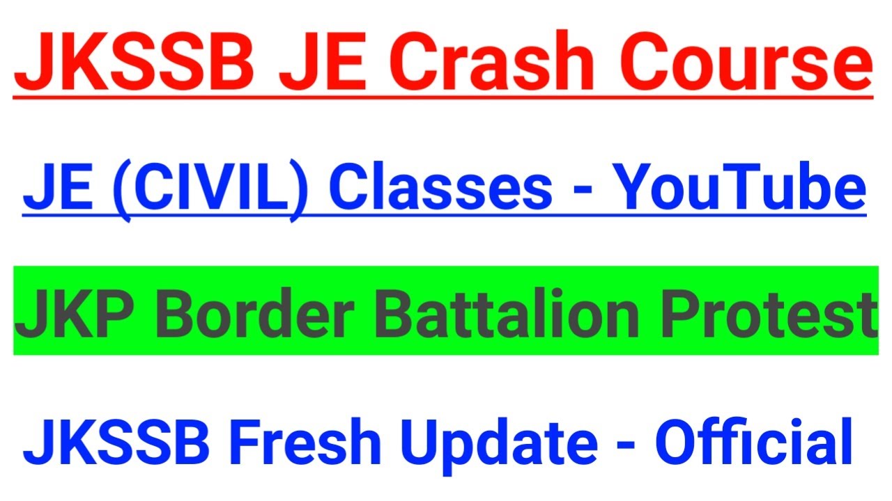 JKSSB JE (Civil) Crash Course by Jk Latest Info | JKP Border Battalion ...