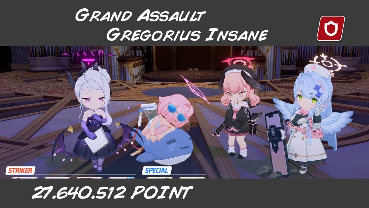 [Blue Archive] Gregorius Grand Assault Indoor Insane mode | 27,640k pts ...