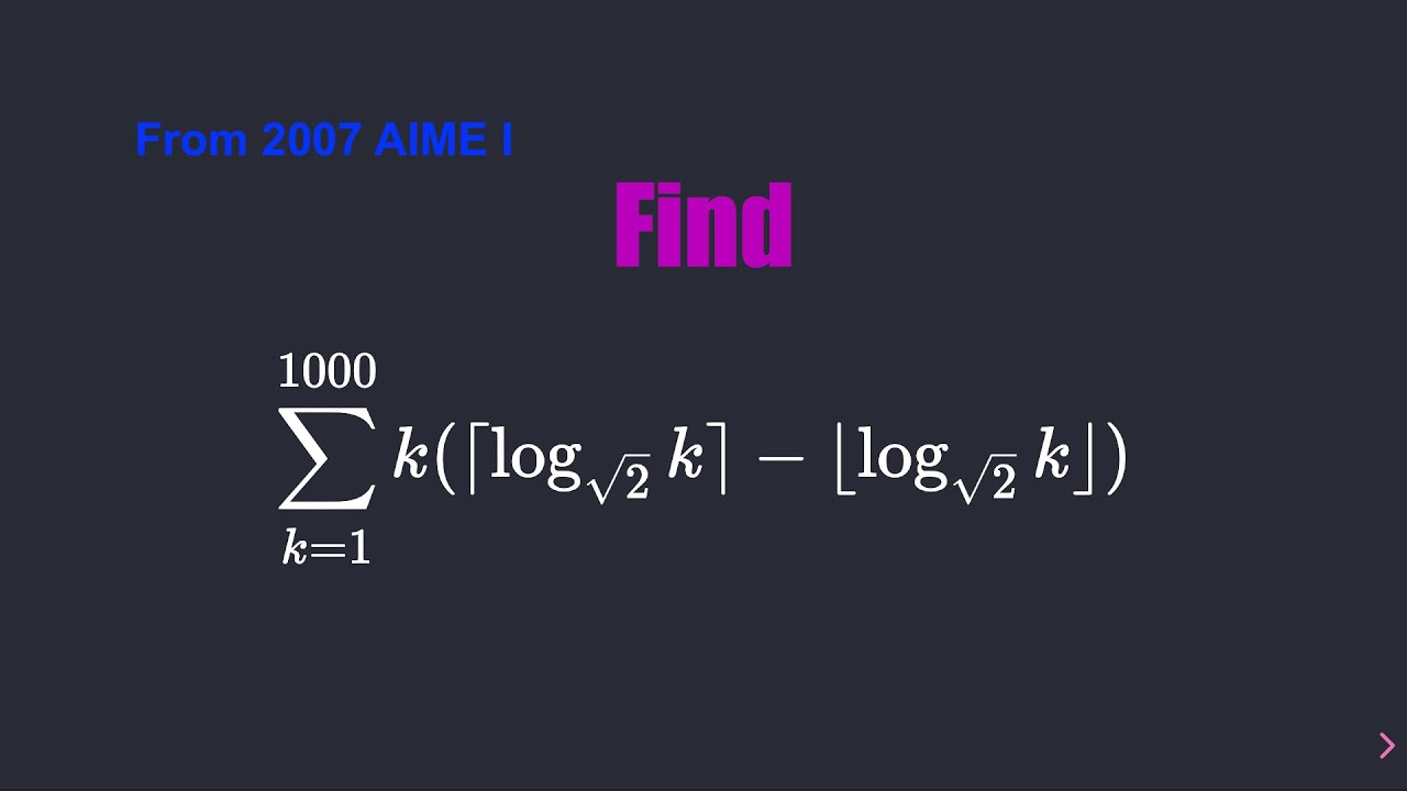 2007 AIME Problem 7: A Unique Logarithmic Puzzle Solved - YouTube