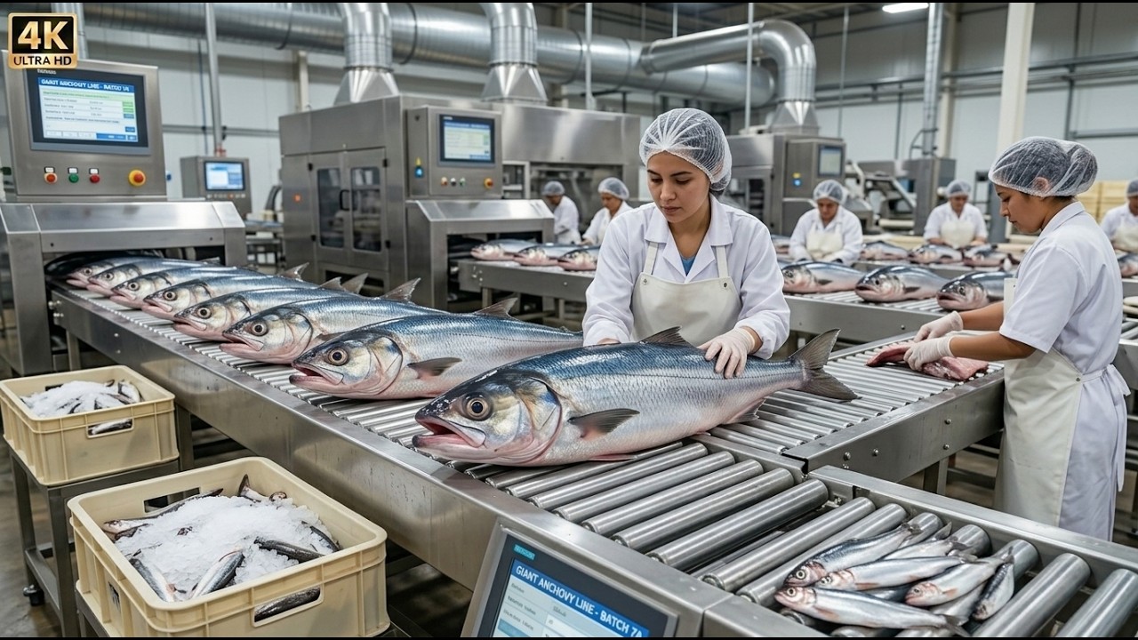 Inside the Giant Anchovy Fish Factory – Cleaning, Sorting & Vacuum ...