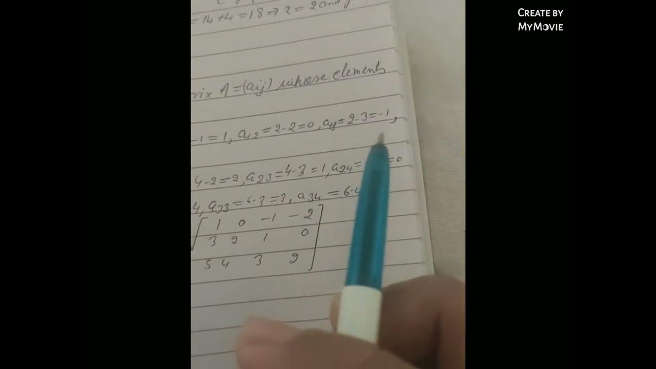 Construct a 3x4 matrix A =(aij) whose elements are given by : aij = 2i-j.(+2.M 21.H R BHAGAT ...