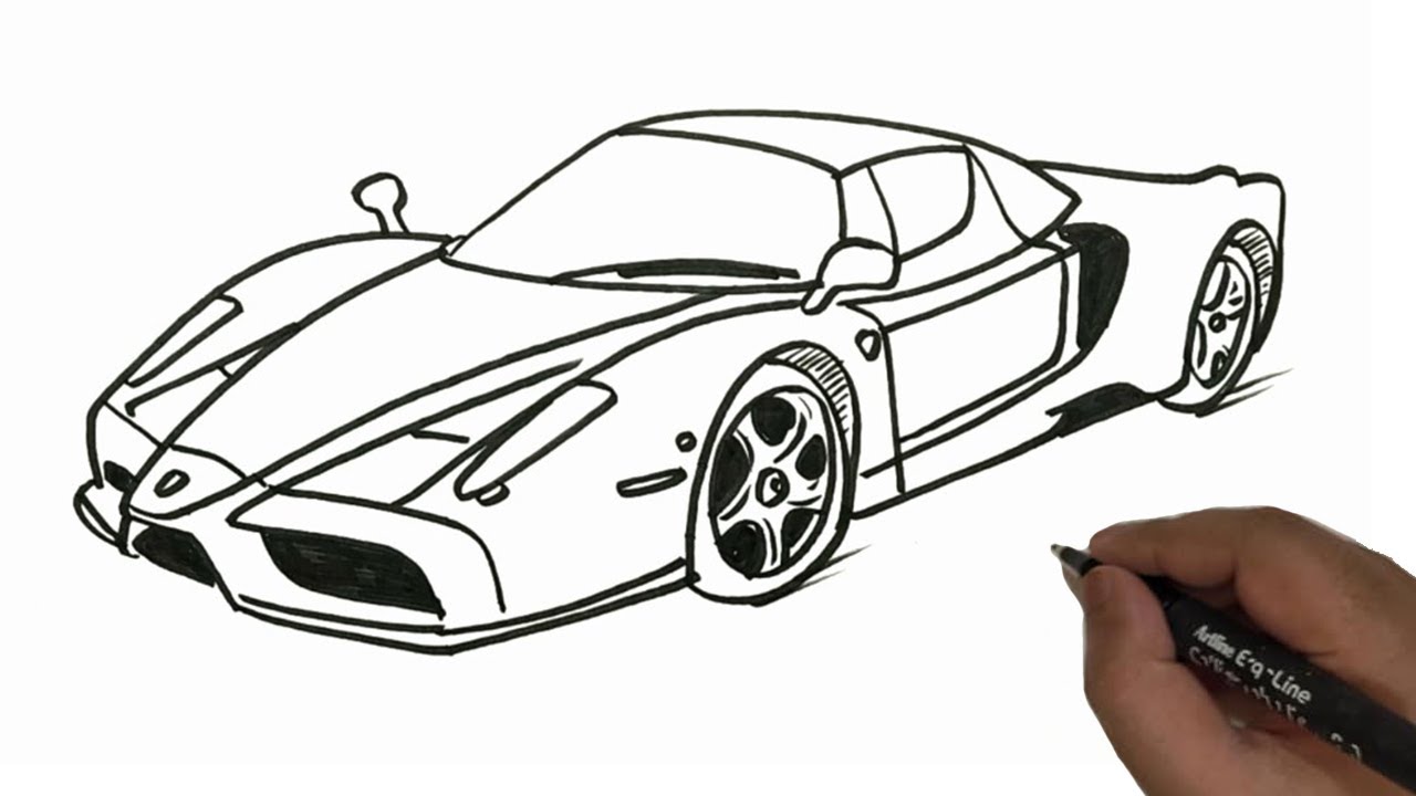 How to draw a Ferrari Car. Line Drawing of Ferrari Car. Ferrari Car ...