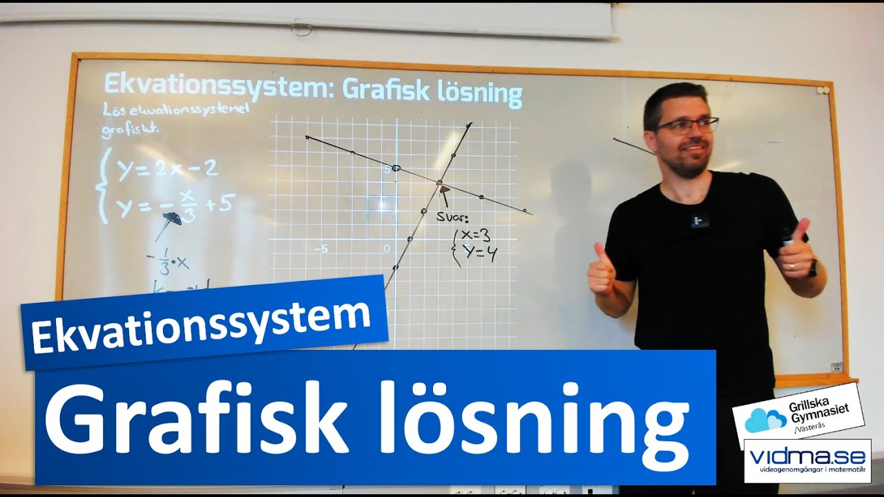 Matematik 2. Grafisk lösning av ekvationssystem - YouTube