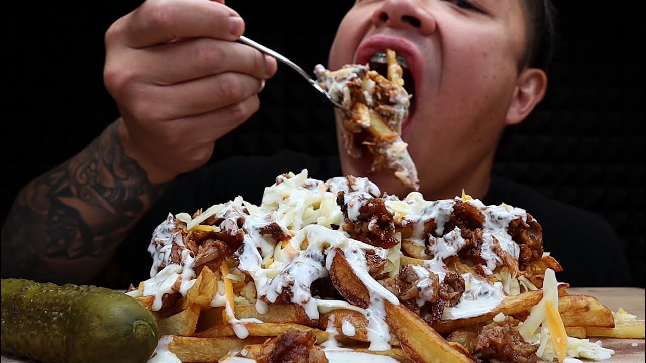 HOMEMADE LOADED BBQ RIB FRIES ASMR - YouTube