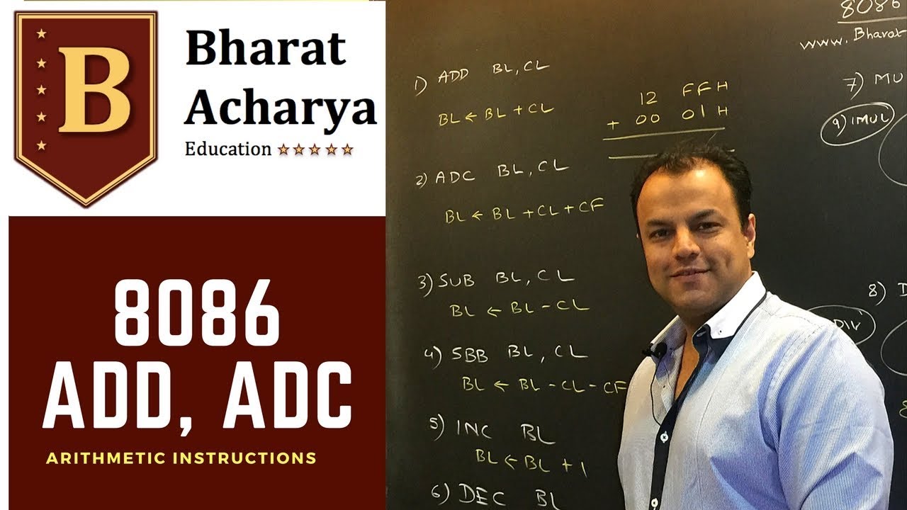 8086 Arithmetic Instructions Add Adc Etc Bharat Acharya Education Youtube