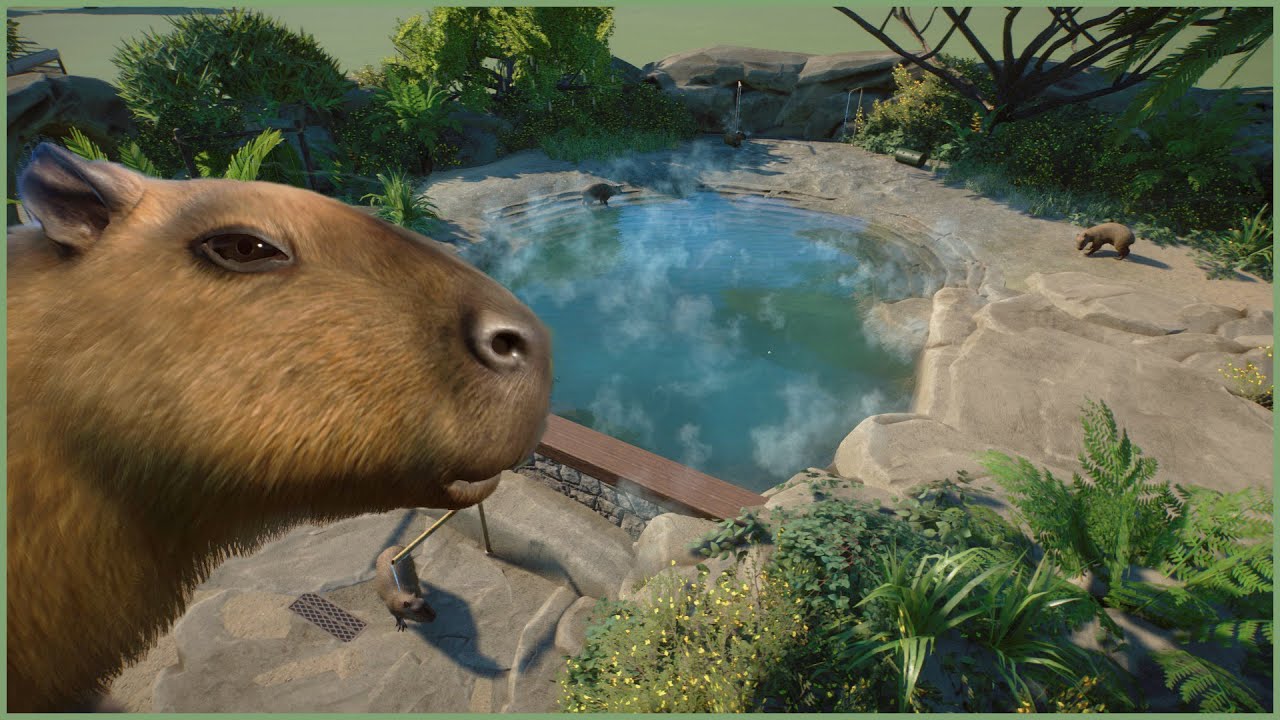 🪴 Capybara habitat with a hot spring | Amalfina Zoo | Planet Zoo ...