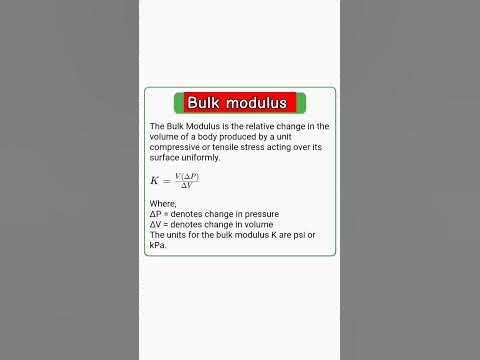 Bulk modulus formula - YouTube