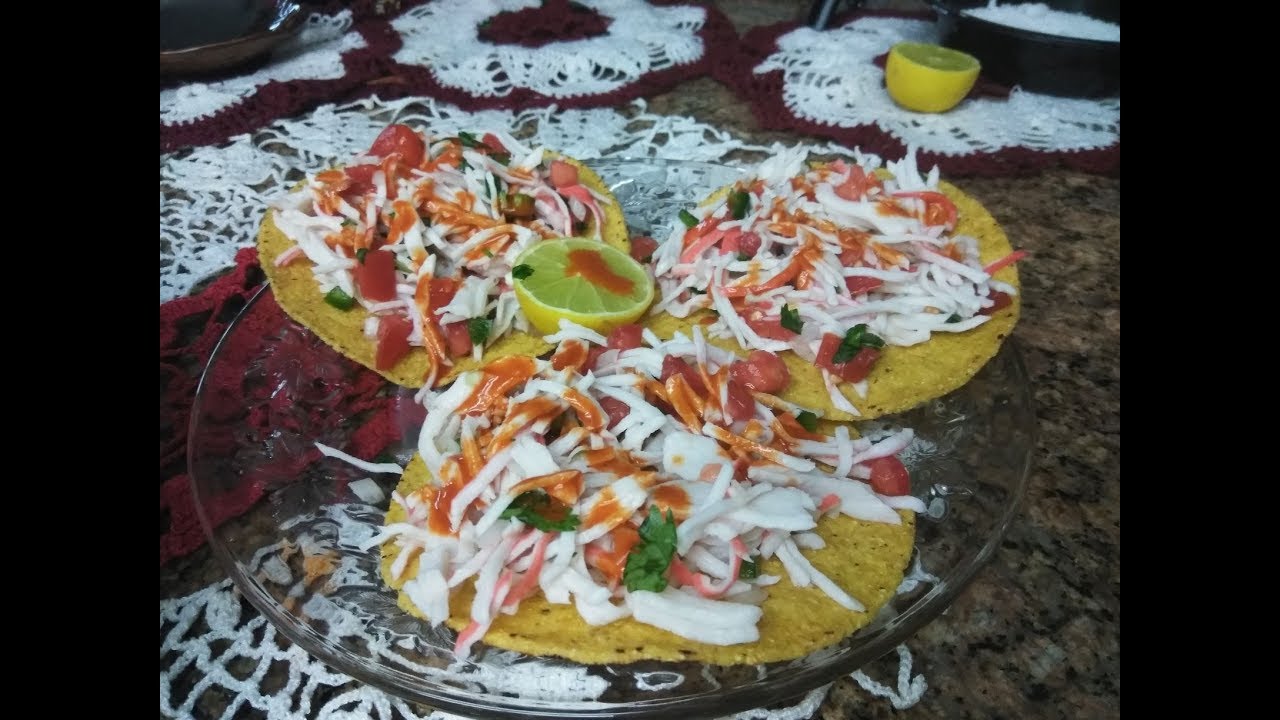 Tostadas de imitacion de jaiba - YouTube