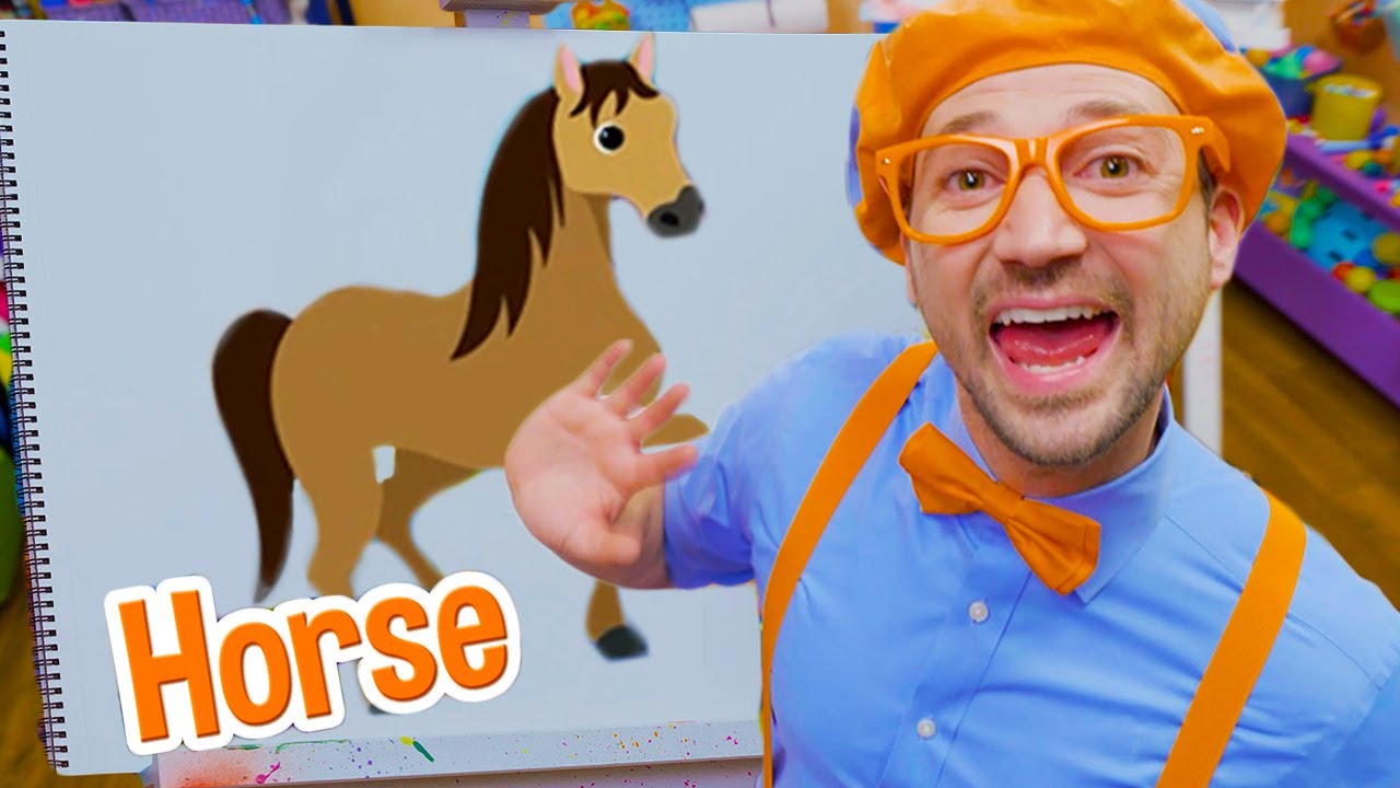 How To Draw A Horse - EASY ART FOR KIDS! | Blippi's Drawing Lesson ...