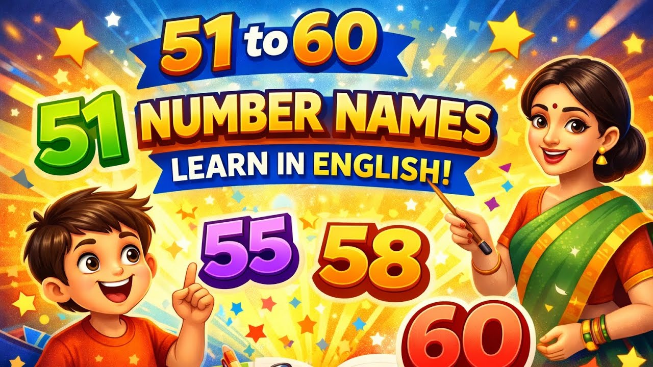 Number Names 51 to 60 in English | Learn Counting for Kids - YouTube