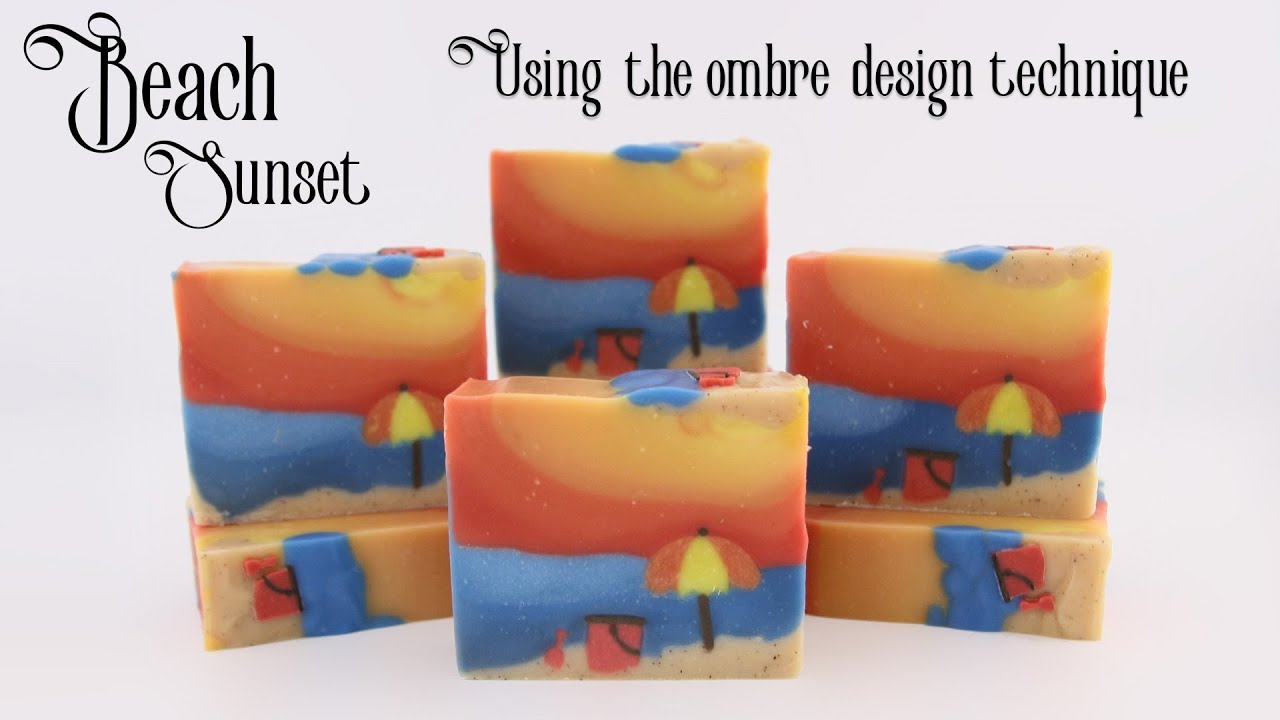 Creating a Beach Sunset Themed Soap w/ Embeds and Ombre Design - YouTube